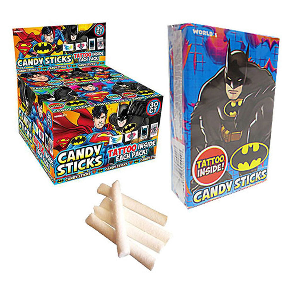 Candy Sticks w/ Tattoo - DC Comic Batman/Superman (0.53oz) – Uncle Joe ...